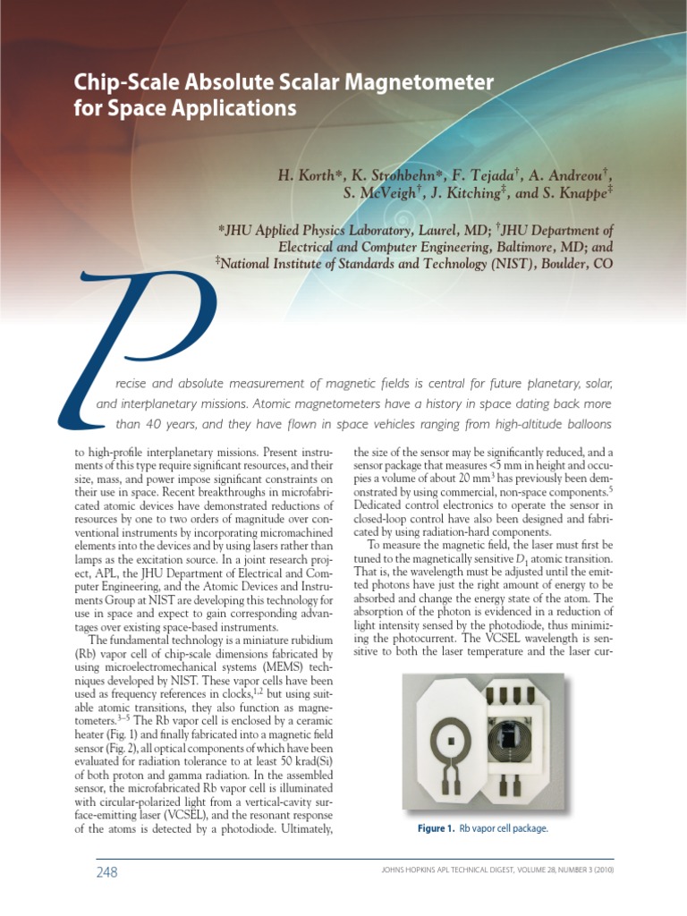 Chip-Scale Absolute Scalar Magnetometer For Space Applications | PDF ...