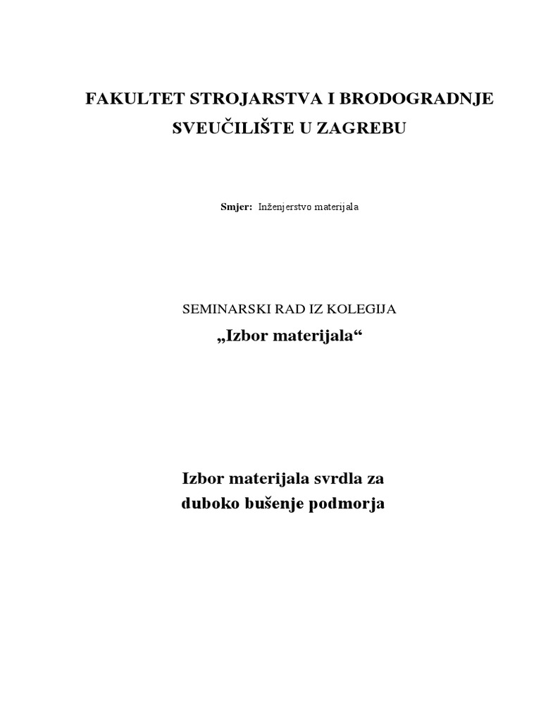 Izbor Materijala Seminar | PDF