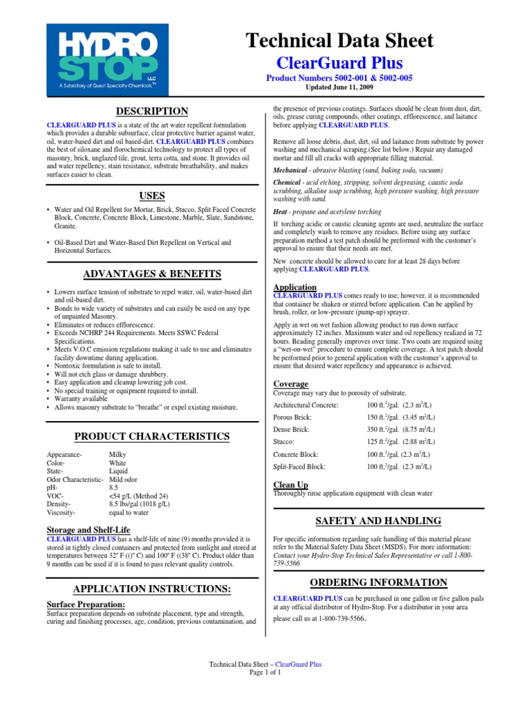 Tech Data Sheet ClearGuard Plus | PDF