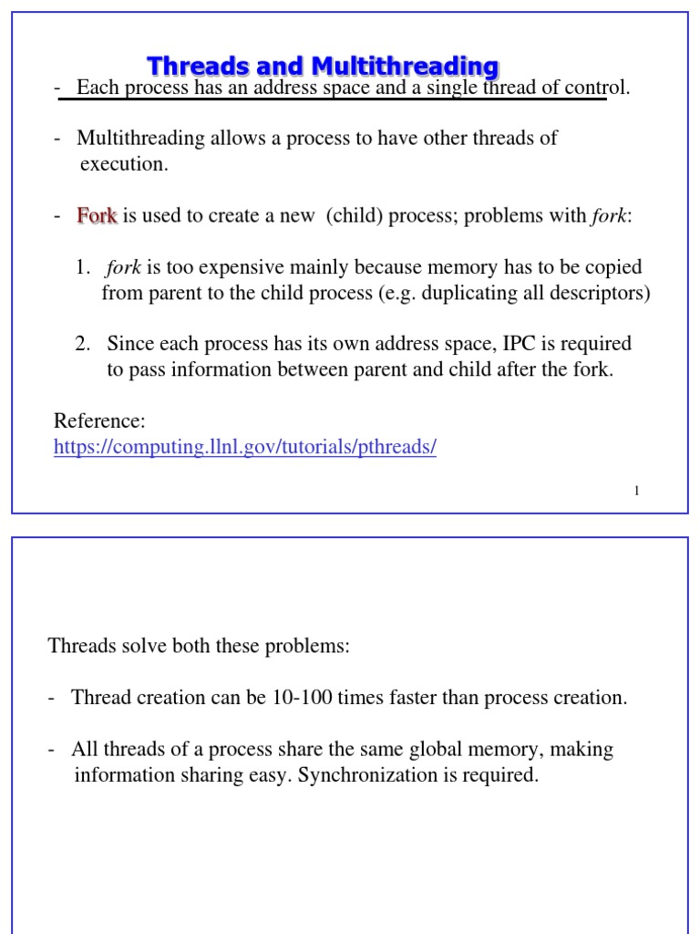 Threads and Multithreading | PDF | Thread (Computing) | Parameter (Computer Programming)