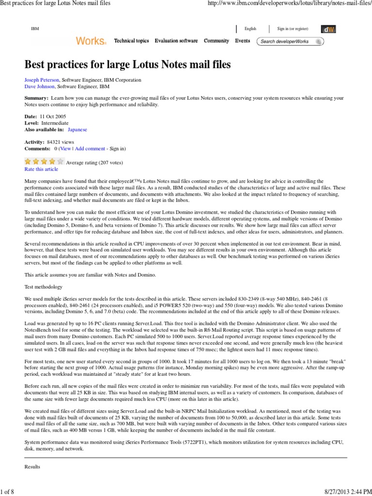 Best Practices For Large Lotus Notes Mail Files PDF | PDF | Ibm Notes ...