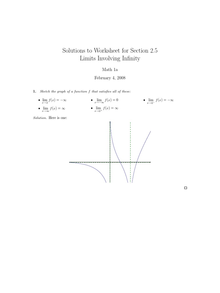 Calculus Limits Worksheet Solutions | PDF | Algebra | Teaching Mathematics