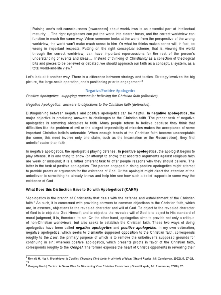 Understanding Negative and Positive Apologetics | PDF | Christian ...