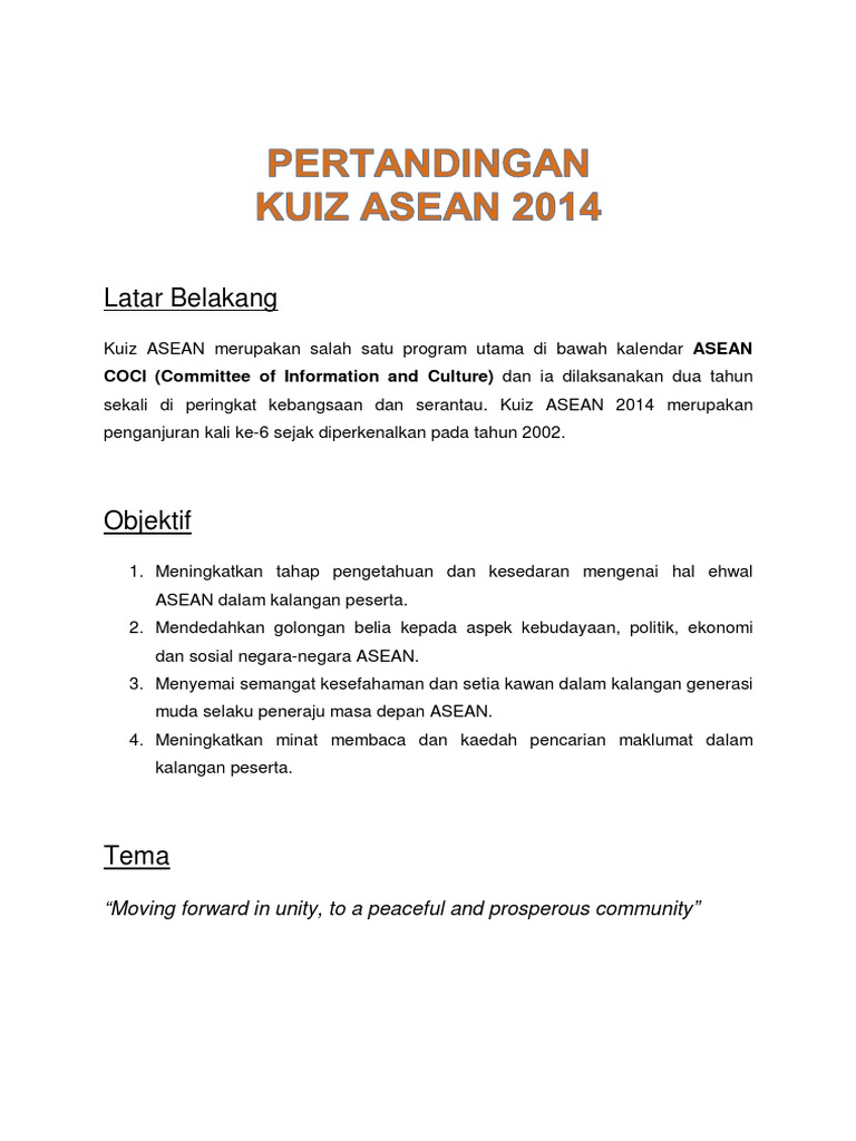 Kuiz Asean 2014 | PDF | Karier & Perkembangan