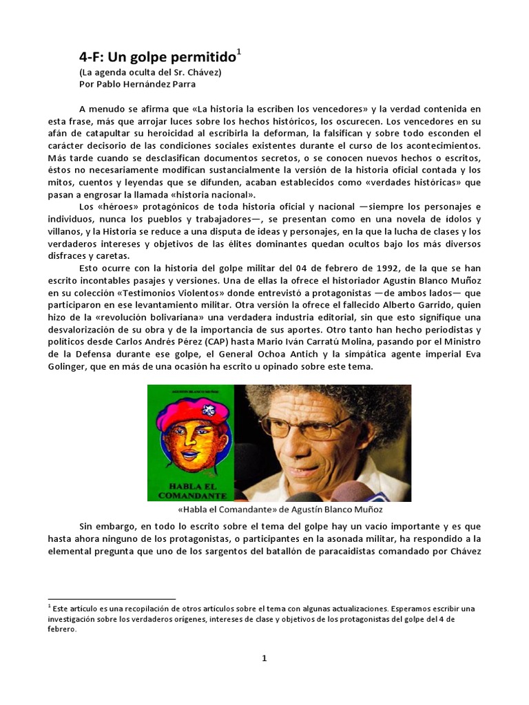 Venezuela: El 4 de Febrero de 1992. Breve Historia de Un Golpe ...