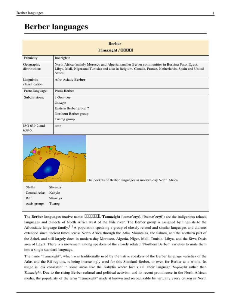 Berber Lang | PDF | North Africa | Arabs