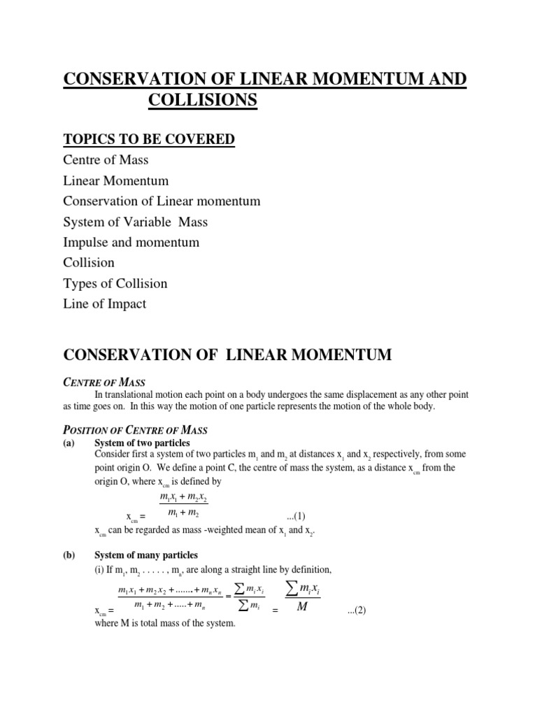 COM, Collisions Master | PDF | Collision | Force