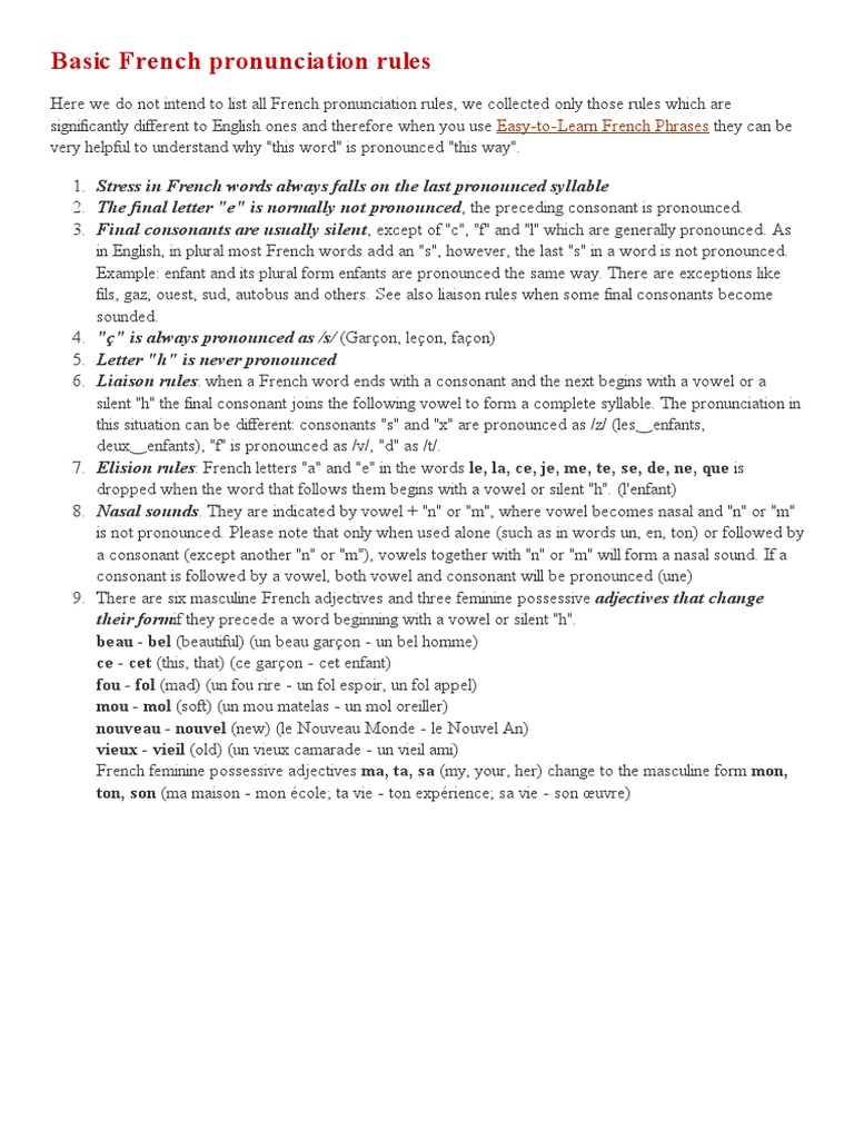 French Pronunciation Guide | PDF | Consonant | Syllable