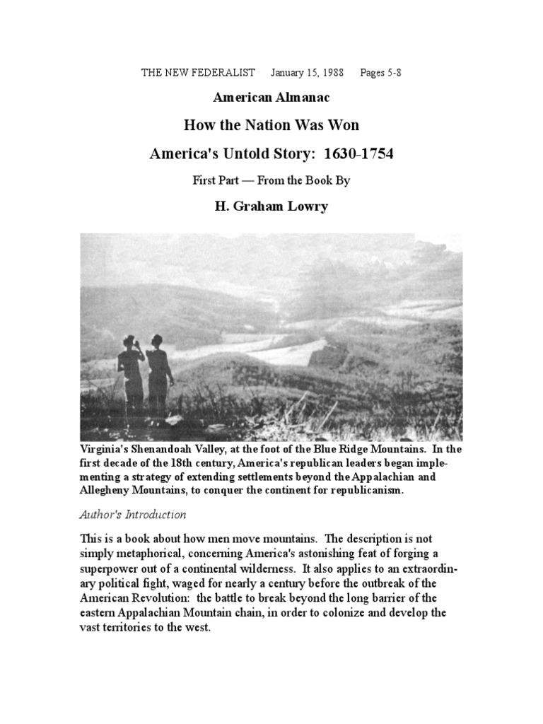 How The Nation Was Won - America's Untold Story: 1630-1754 | PDF
