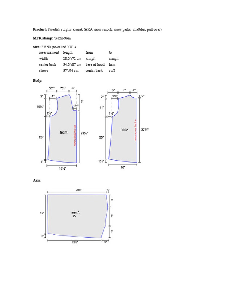 Anorak Pattern | Download Free PDF | Seam (Sewing) | Sewing