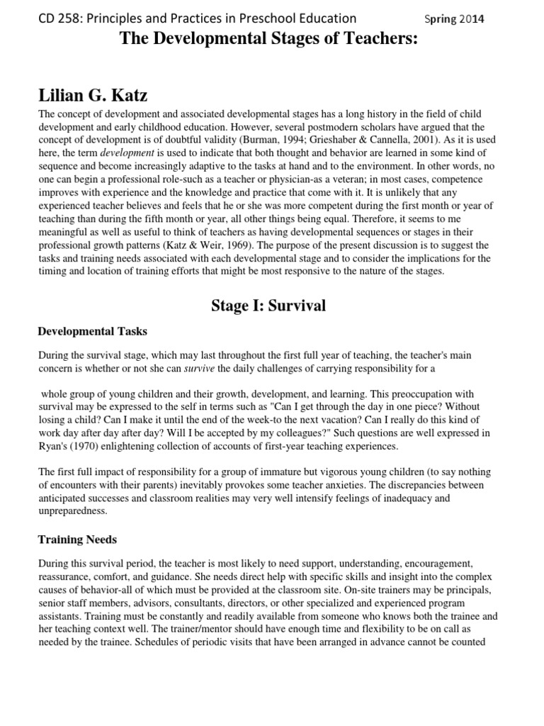 Teacher Development Stages Explained | PDF | Teachers | Preschool