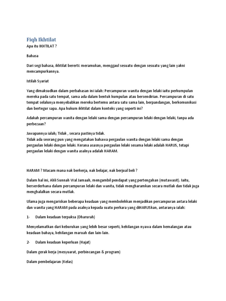 Fiqh Ikhtilat | PDF