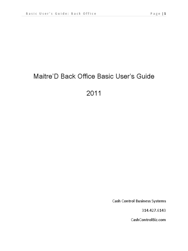 Back Office User Guide 2011 | PDF | Point Of Sale | System Software