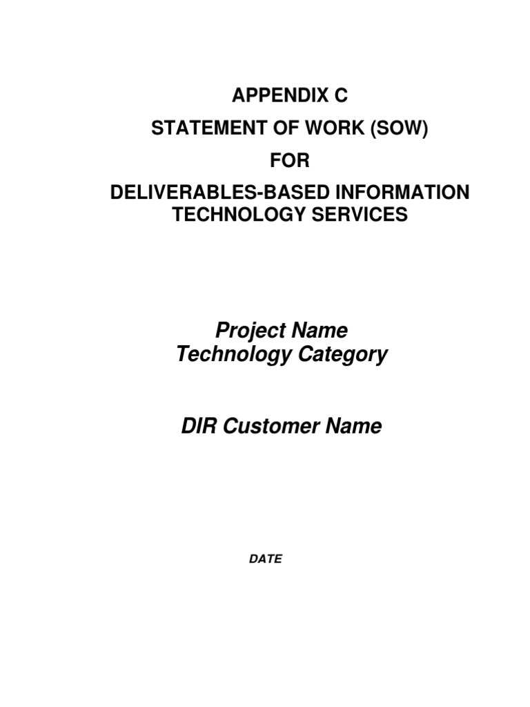 Appendix C Statement of Work (Sow) For Deliverables-Based Information ...