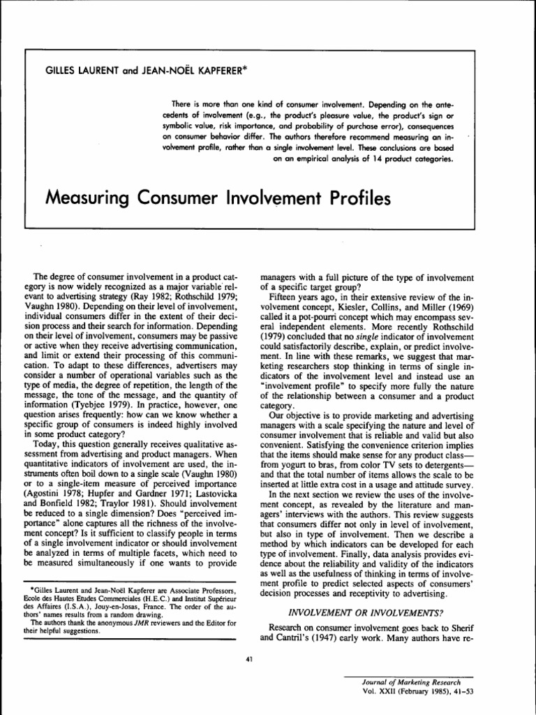 Measuring Consumer Involvement Profiles | PDF | Risk | Validity (Statistics)