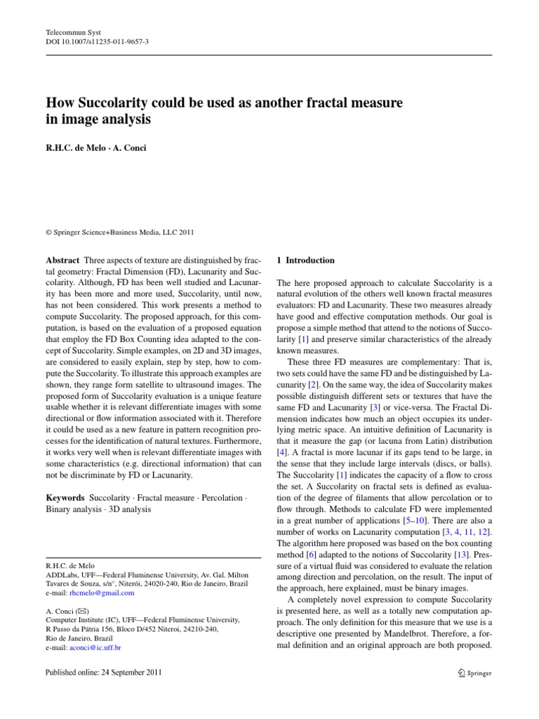 How Succolarity Could Be Used As Another Fractal Measure in Image Analysis | PDF | Fractal ...