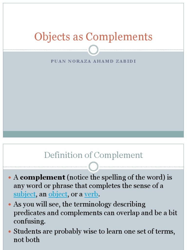 Objects As Complements-Lecture Note | PDF | Verb | Object (Grammar)