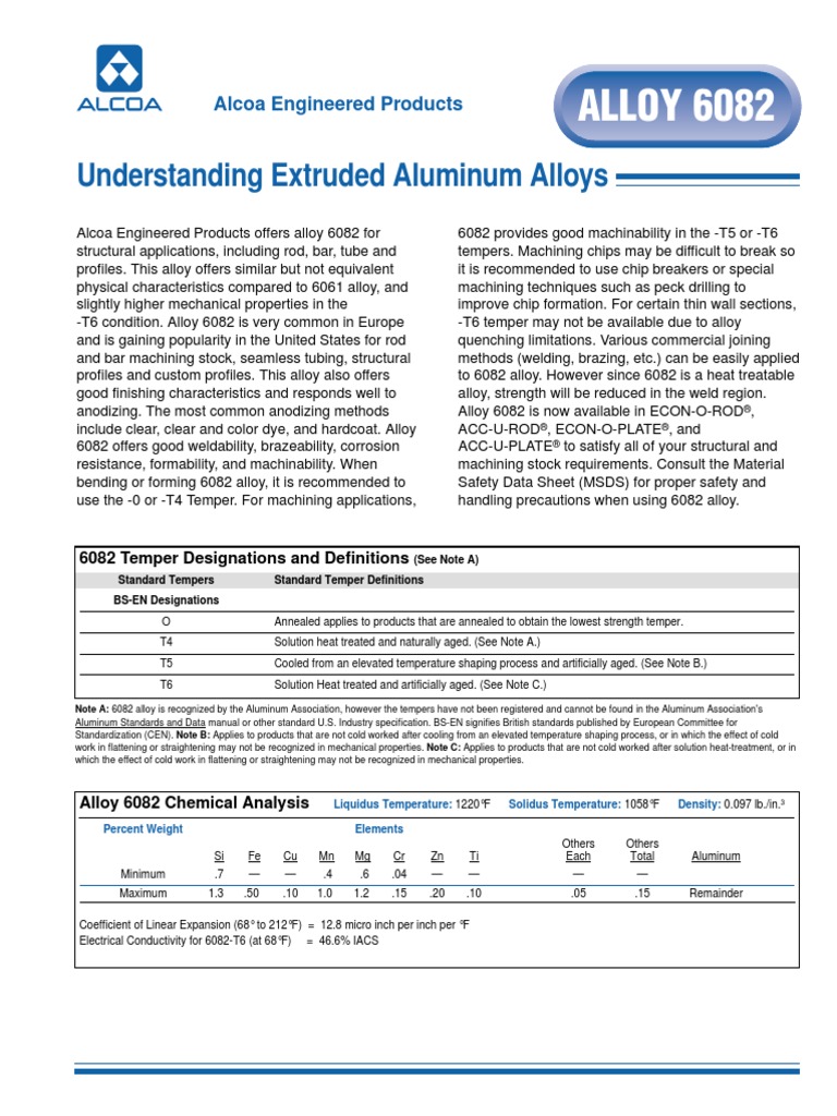 6082 Aluminum Datasheet 1 | PDF | Science & Mathematics | Computers