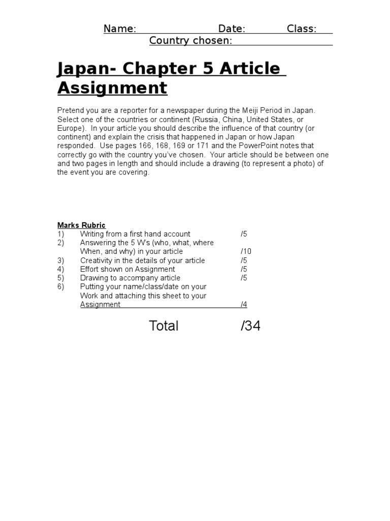 Chapter 5 Article Assignment | PDF