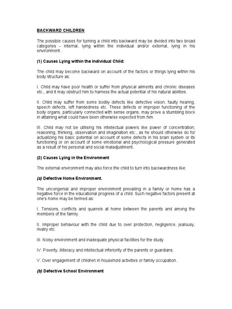 Backward Children | PDF | Thought | Cognitive Science