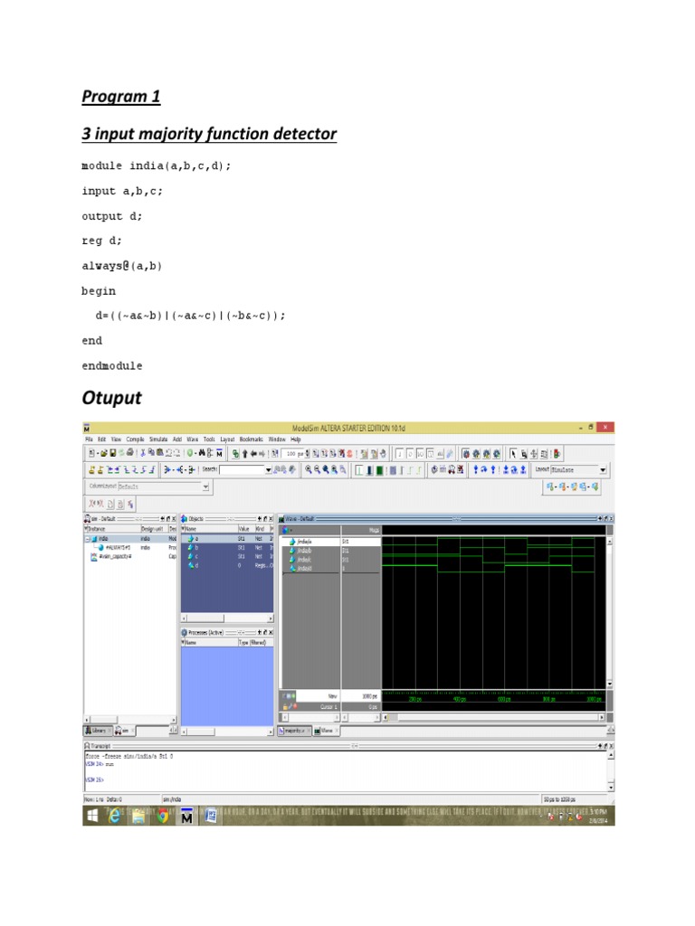 Otuput: Program 1 3 Input Majority Function Detector | PDF