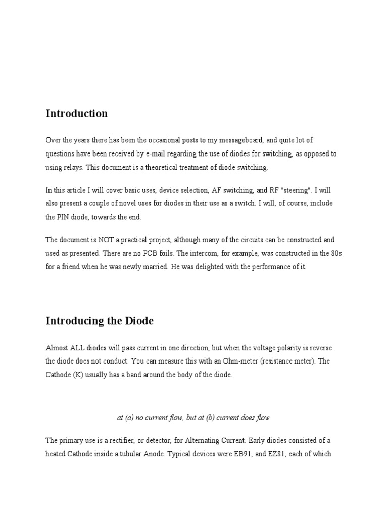 Diode As A Switch Working | PDF | Diode | Rectifier