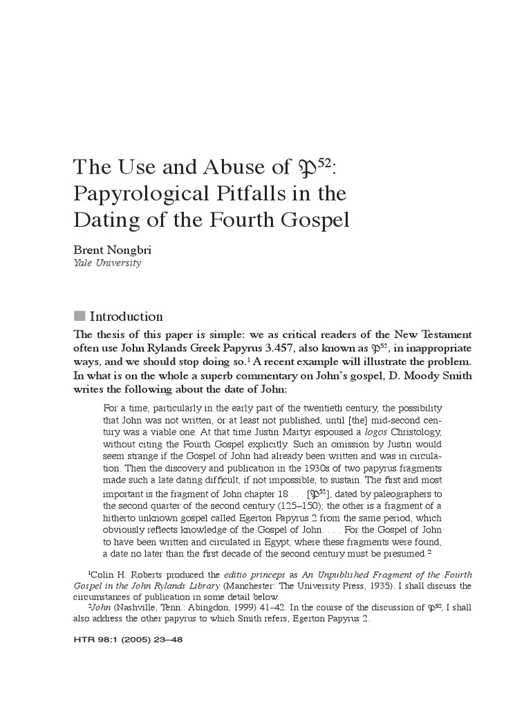 Papyrological Dating of ∏52 | PDF | Codex | Writing