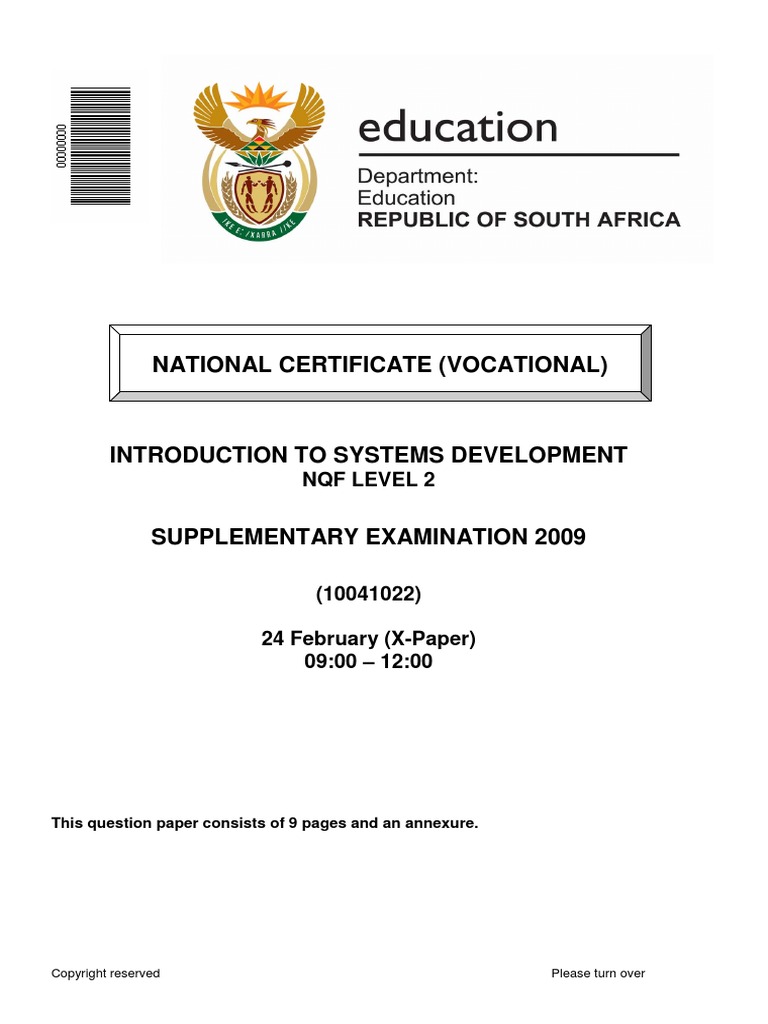 Nc790 - Introduction To Systems Development l2 Sup QP 2009 | PDF | Computer Program | Programming
