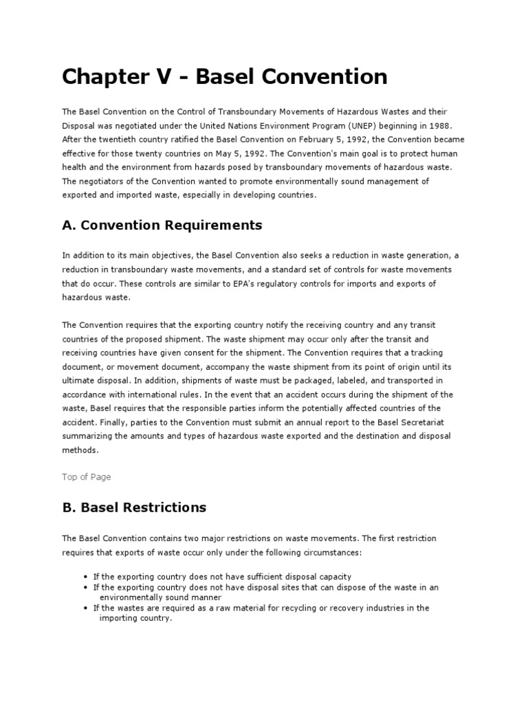 Basel Convention | Organisation For Economic Co Operation And ...
