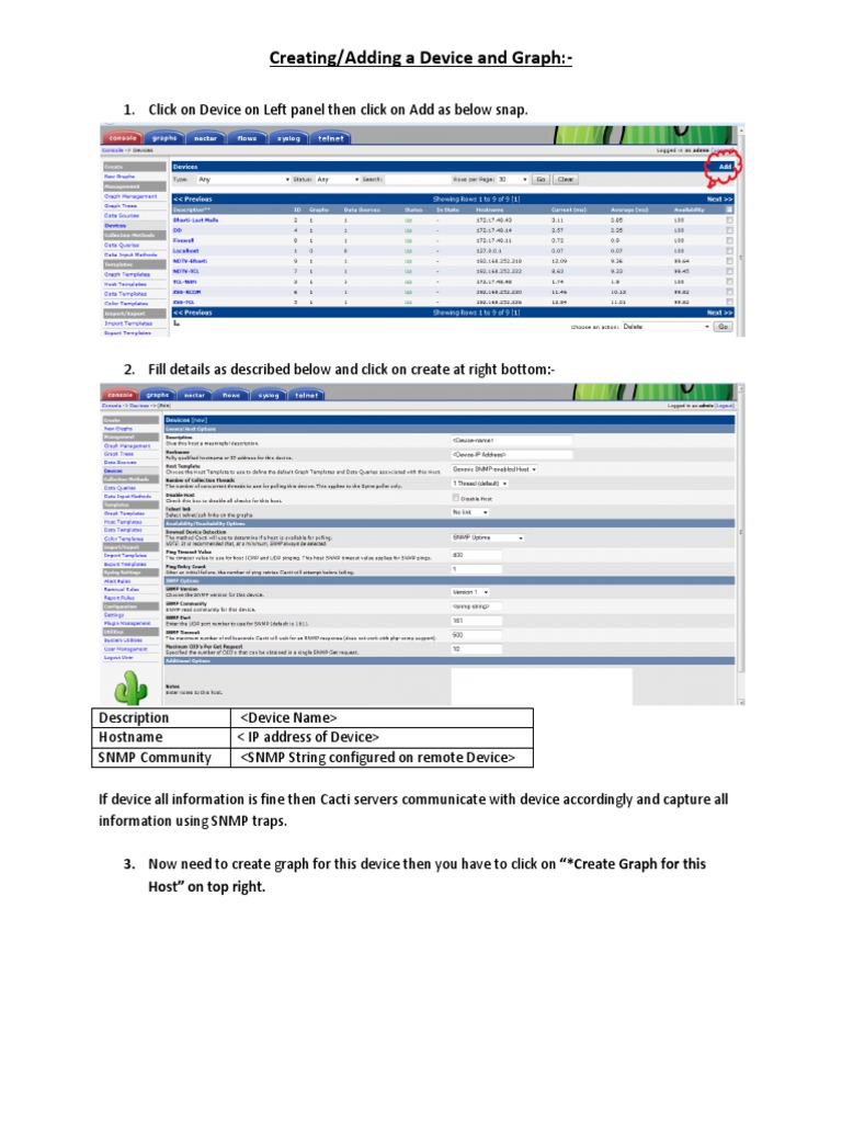 Creating and Monitoring Devices and Graphs in Cacti | PDF | Internet ...