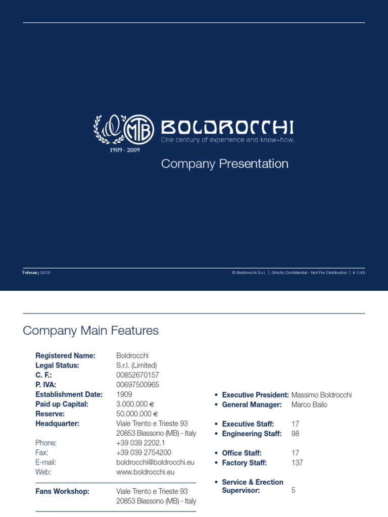 Boldrocchi Company Presentation 2013pdf | PDF | Boiler | Furnace