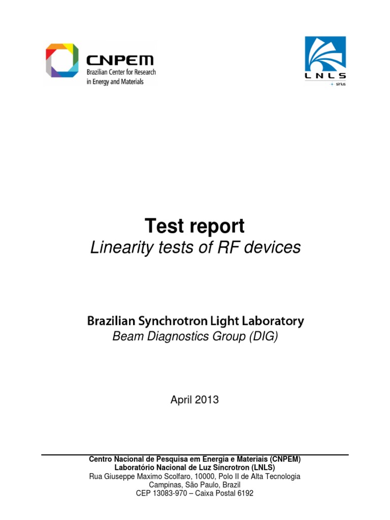 Test Report - Linearity Tests of RF Devices | PDF | Electronic Filter ...