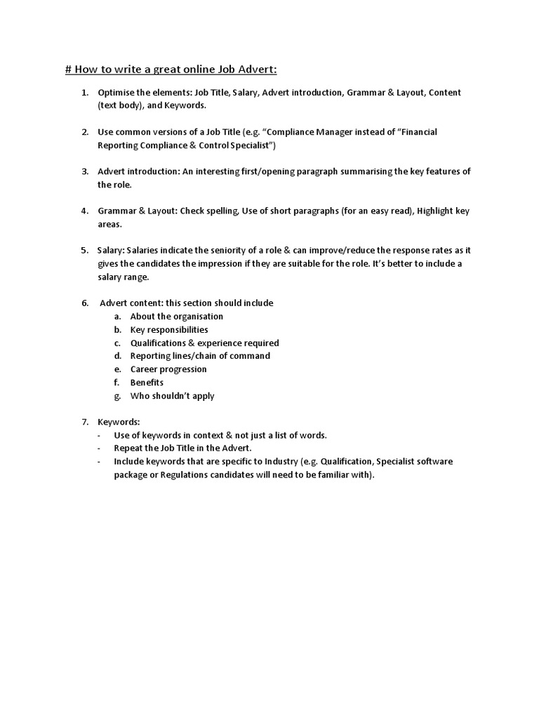 Crafting Effective Job Ads | PDF