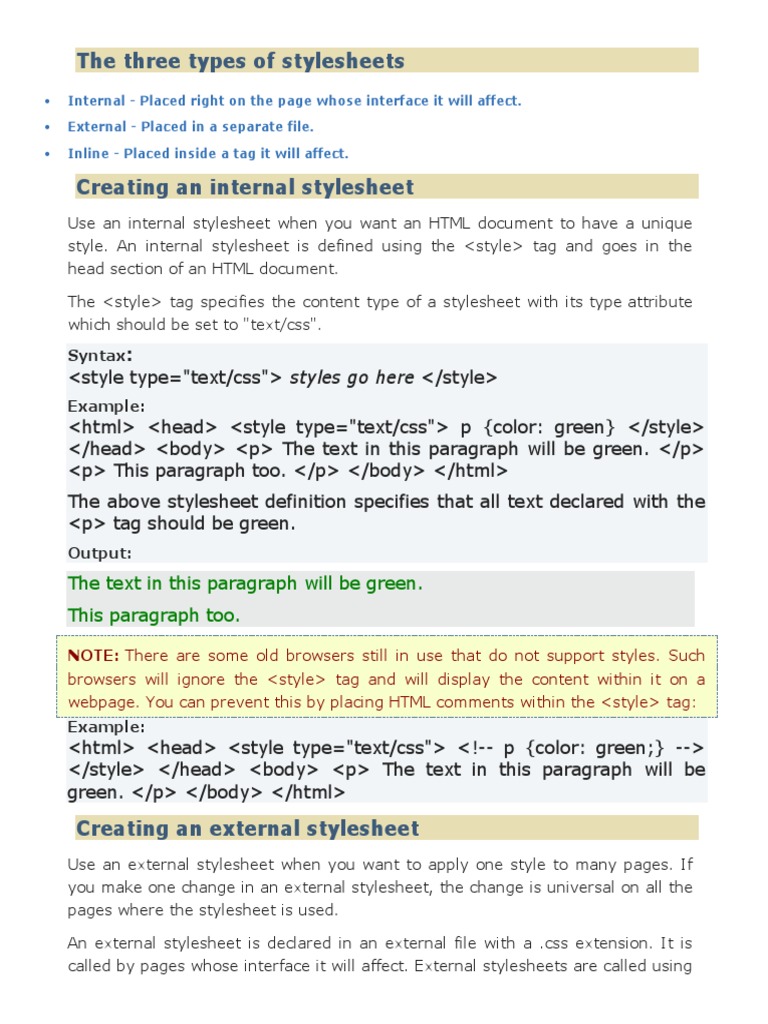 The Style Sheet | PDF | Html Element | Cascading Style Sheets