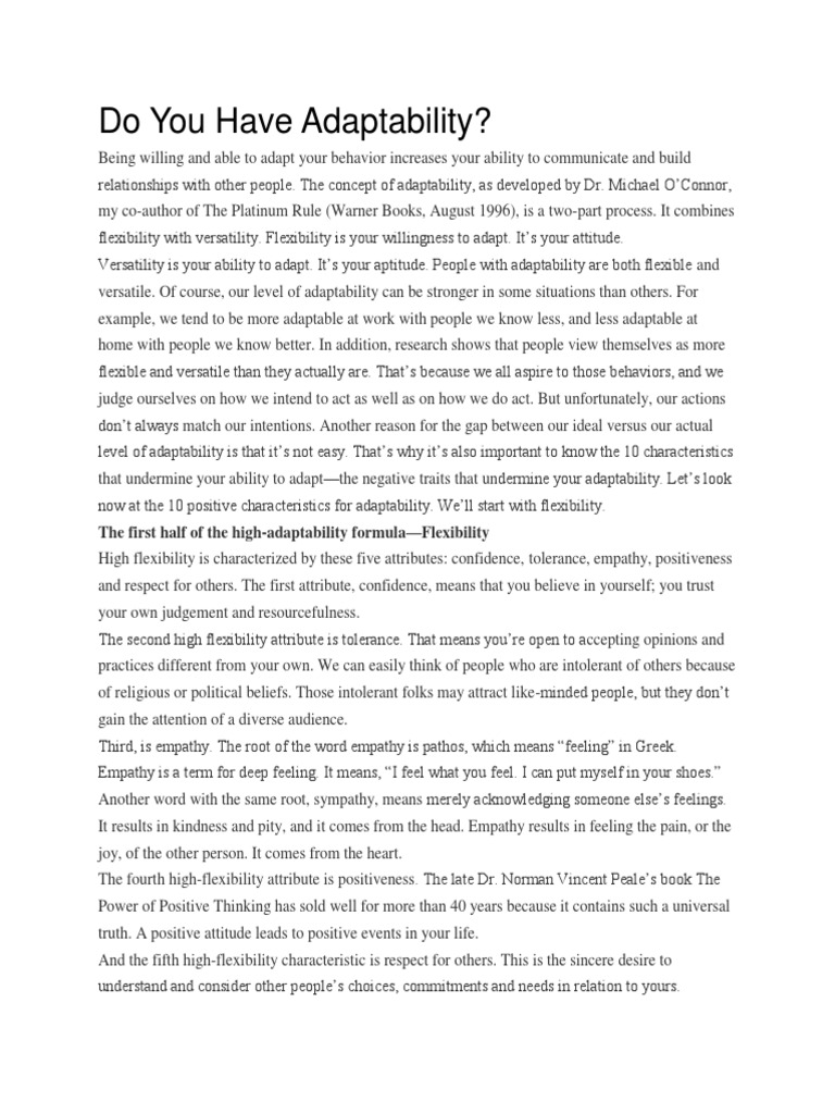 Adaptability | PDF | Empathy | Attitude (Psychology)