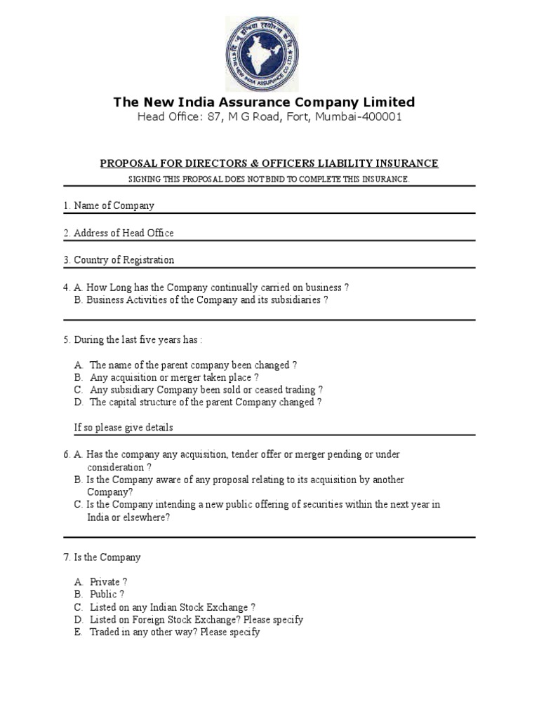 The New India Assurance Company Limited: Proposal For Directors ...