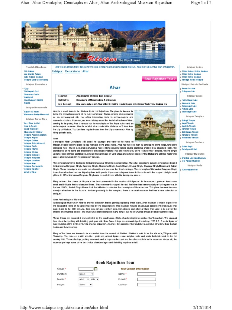 Udaipur Excursions::: Ahar | PDF | Tourism And Leisure | Library And Museum