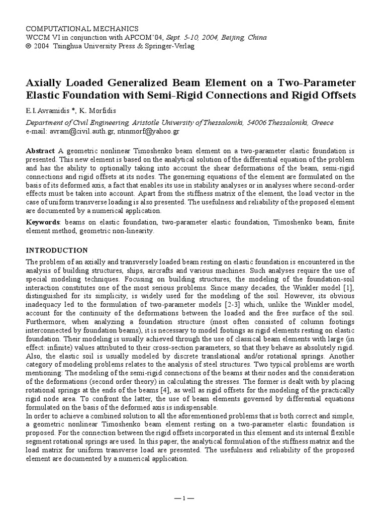 Axially Loaded Generalized Beam Element On A Two-Parameter Elastic ...