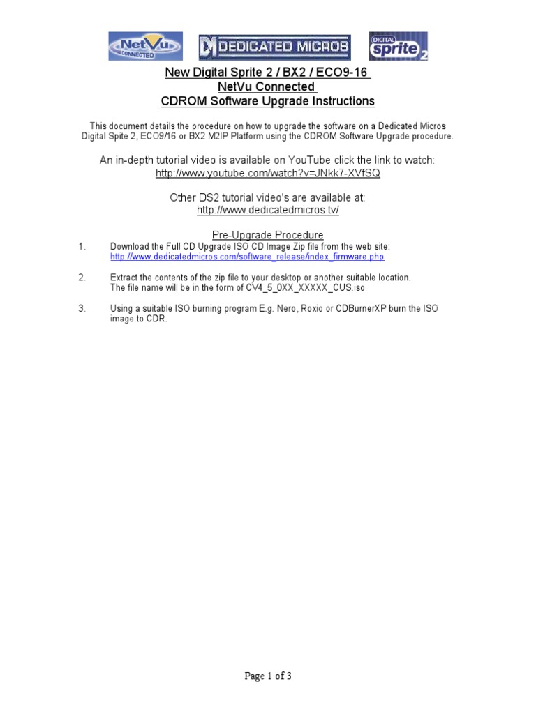 New Digital Sprite 2 / Bx2 / Eco9-16 Netvu Connected Cdrom Software ...