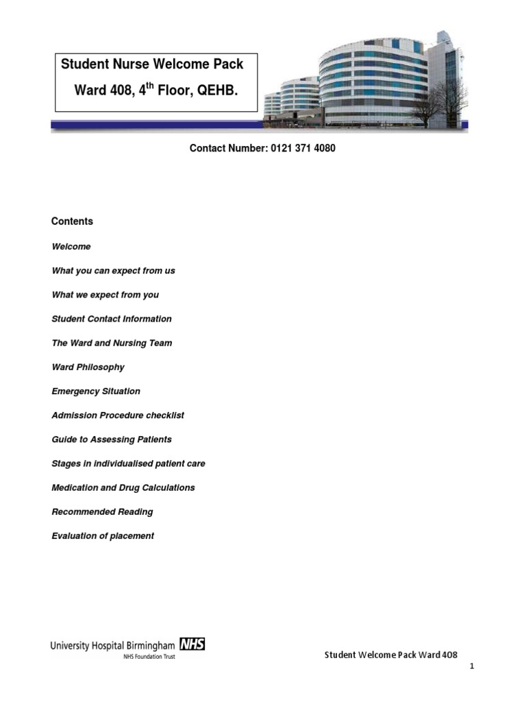 Student Welcome Pack | PDF | Nursing | Patient