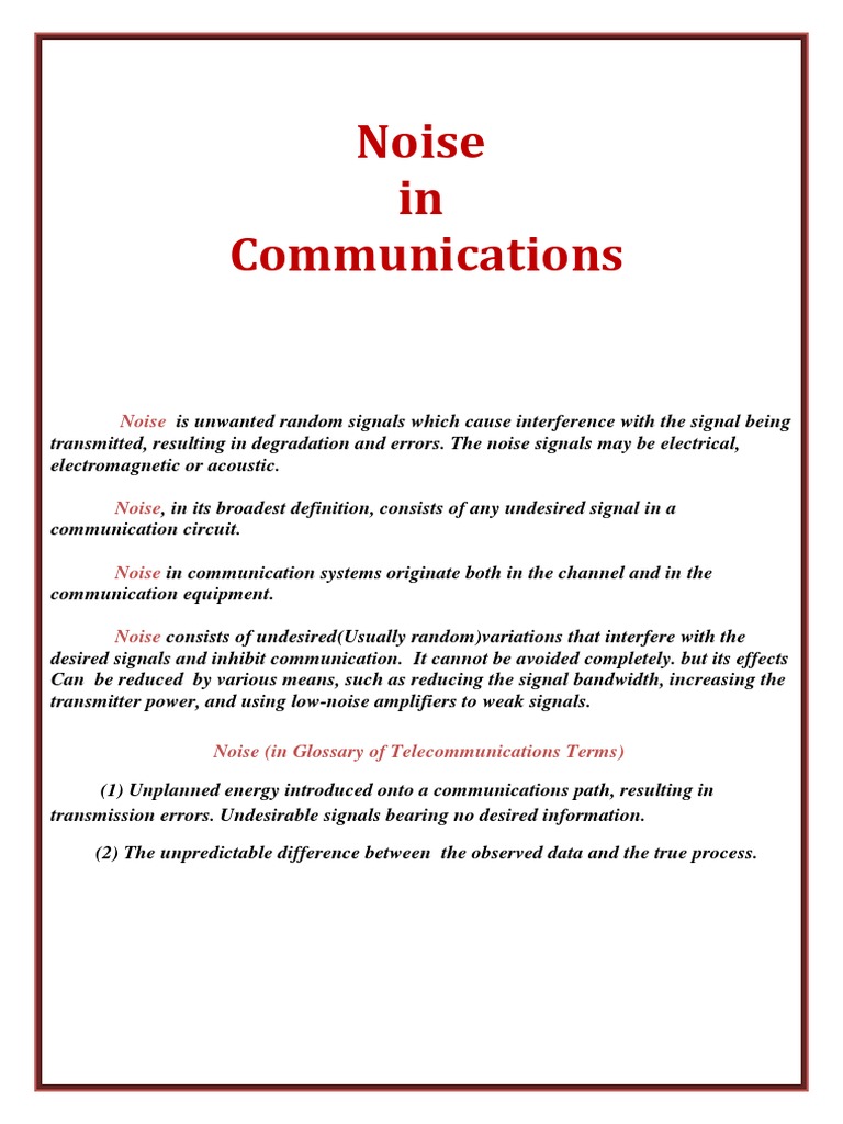 Noise in Communications | Download Free PDF | Signal To Noise Ratio ...