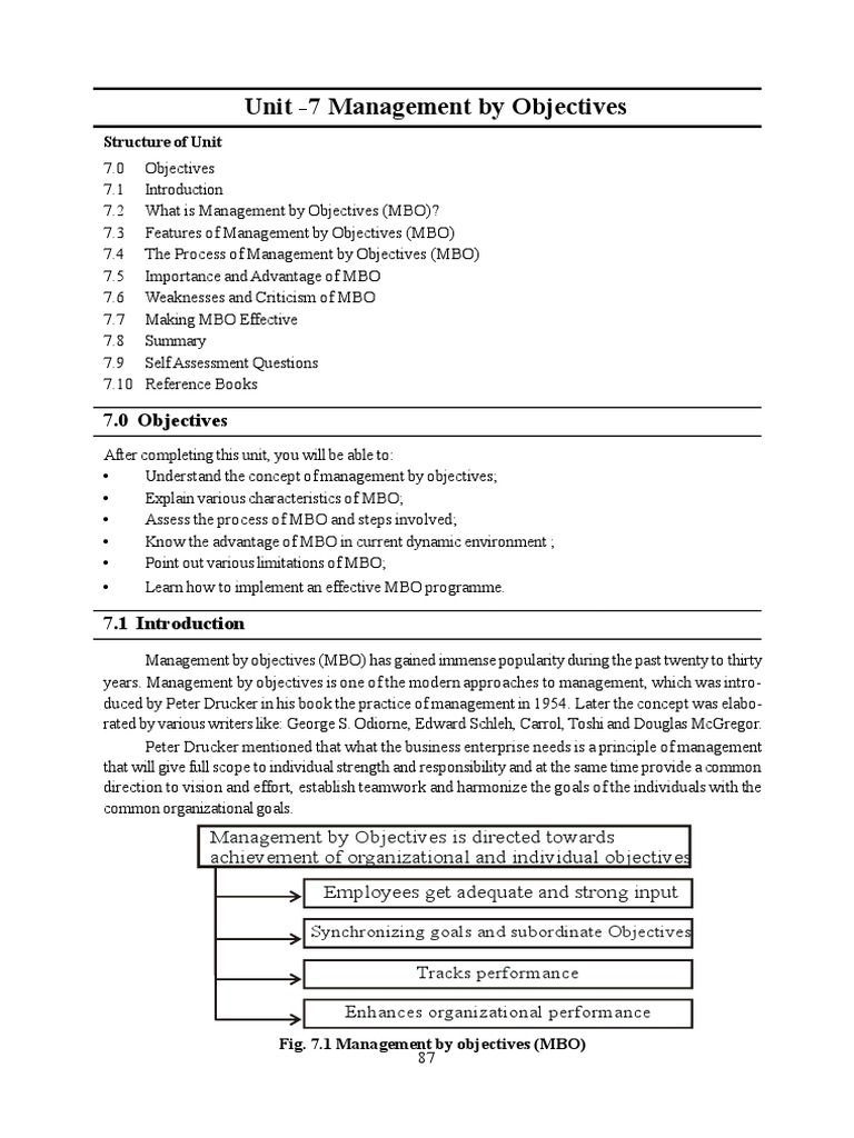 Unit-7 Management by Objectives | PDF | Self-Improvement