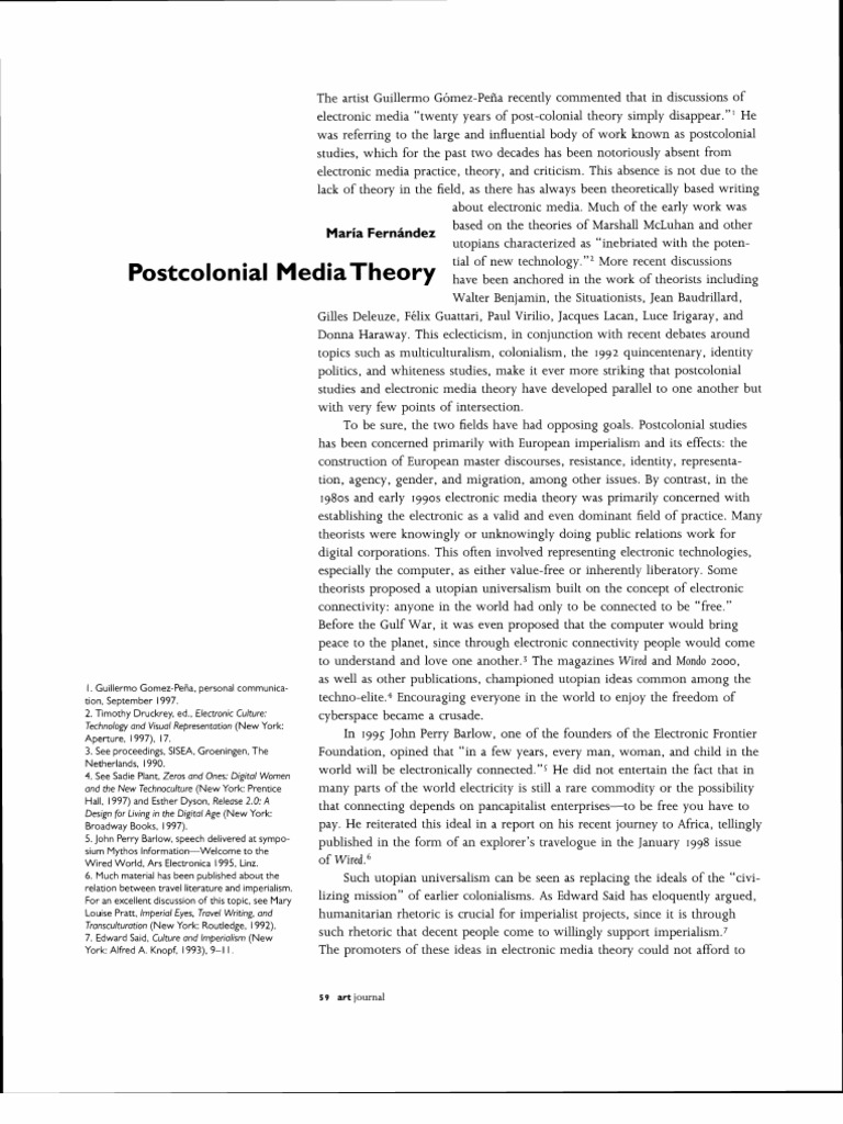 Post Colonial Media Theory | PDF | Postcolonialism