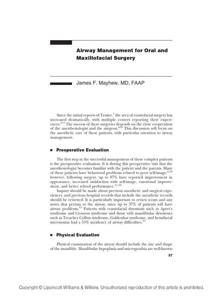 Airway Management For Oral and Maxillofacial Surgery | PDF | Clinical ...