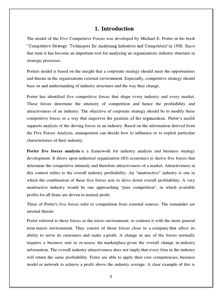 Porter's Five Force Model | PDF | Strategic Management | Business Economics