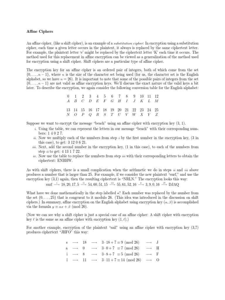 Affine Cipher | PDF | Cipher | Cryptography Affine Cipher | PDF | Cipher | Cryptography