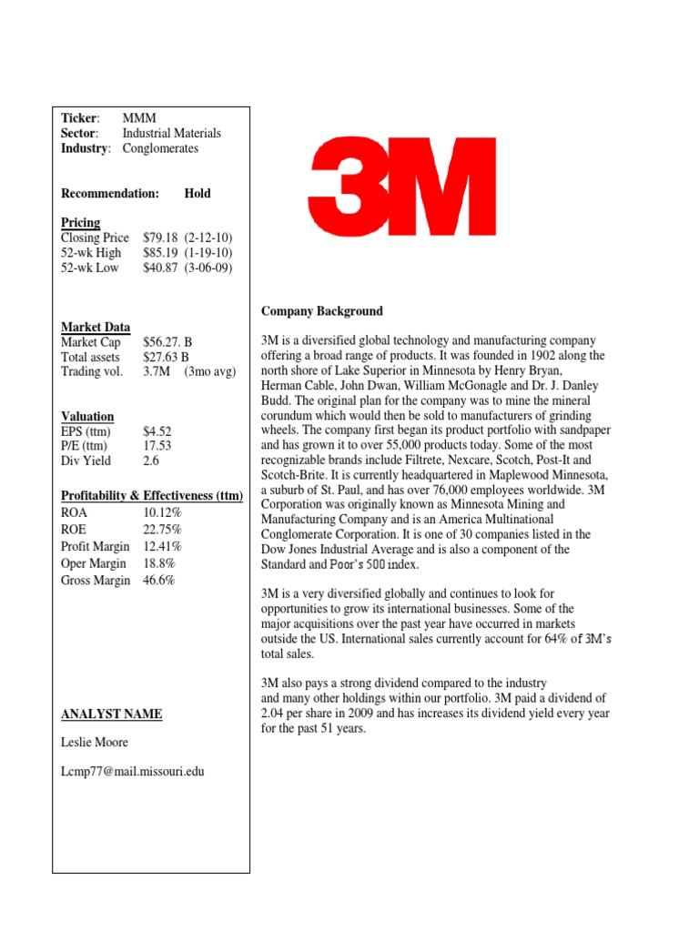 3M Case Study | PDF | Discounted Cash Flow | Valuation (Finance)