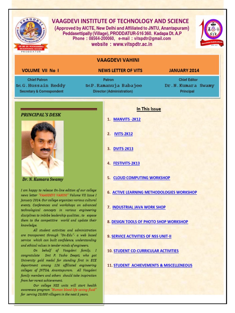 Vaagdevi-Engineering-College-News-Letter-Volume VII-No 1-Vaagdevi ...