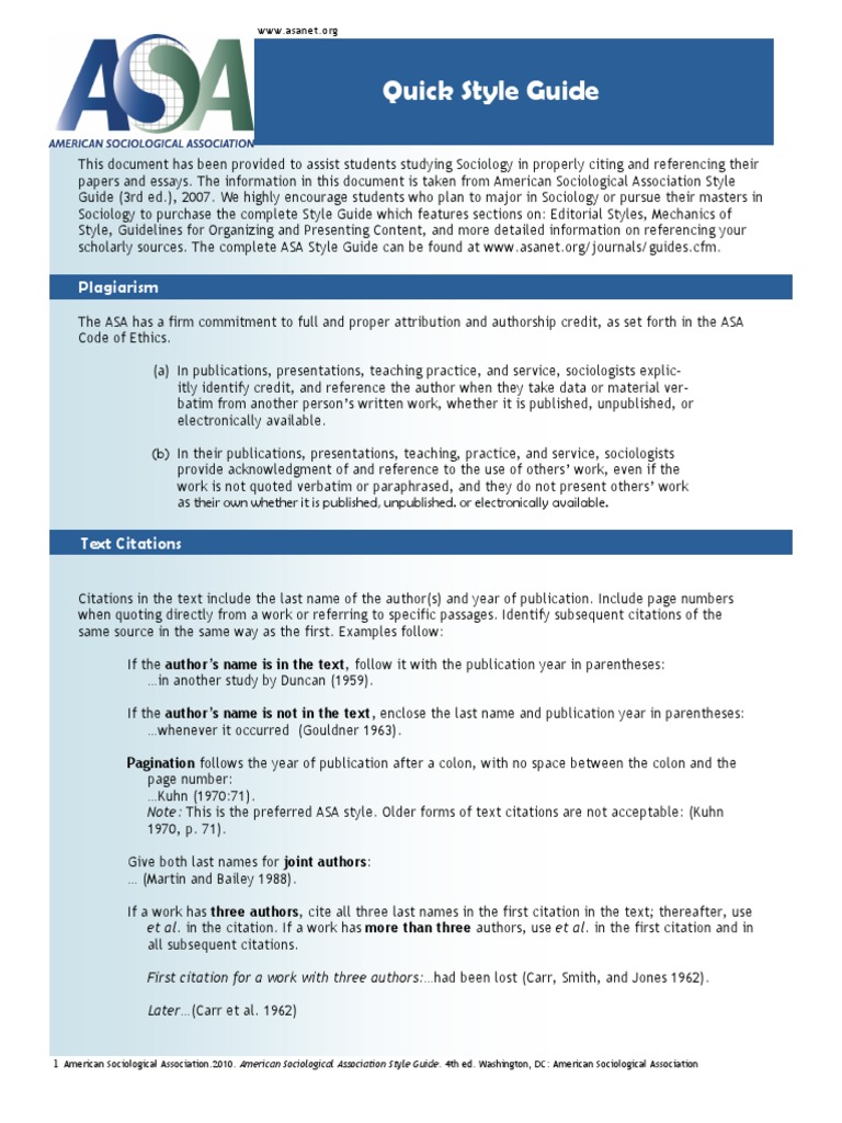 Asa Style Guide | PDF