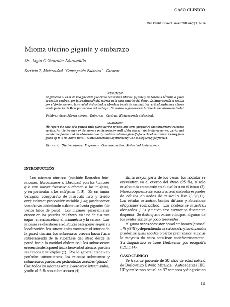 Mioma Uterino y Embarazo | PDF | Útero | El embarazo